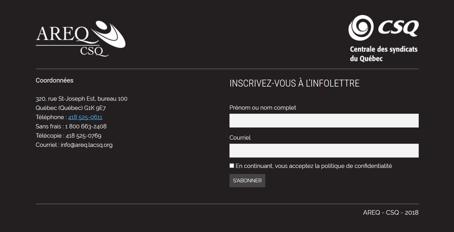 L’infolettre de l’AREQ (CSQ) – AREQ secteur Pascal-Taché (03-C)